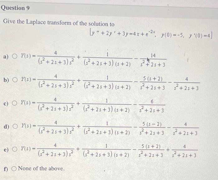 Solved Give the Laplace transform of the solution to | Chegg.com