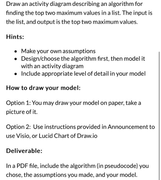 Solved Draw an activity diagram describing an algorithm for | Chegg.com