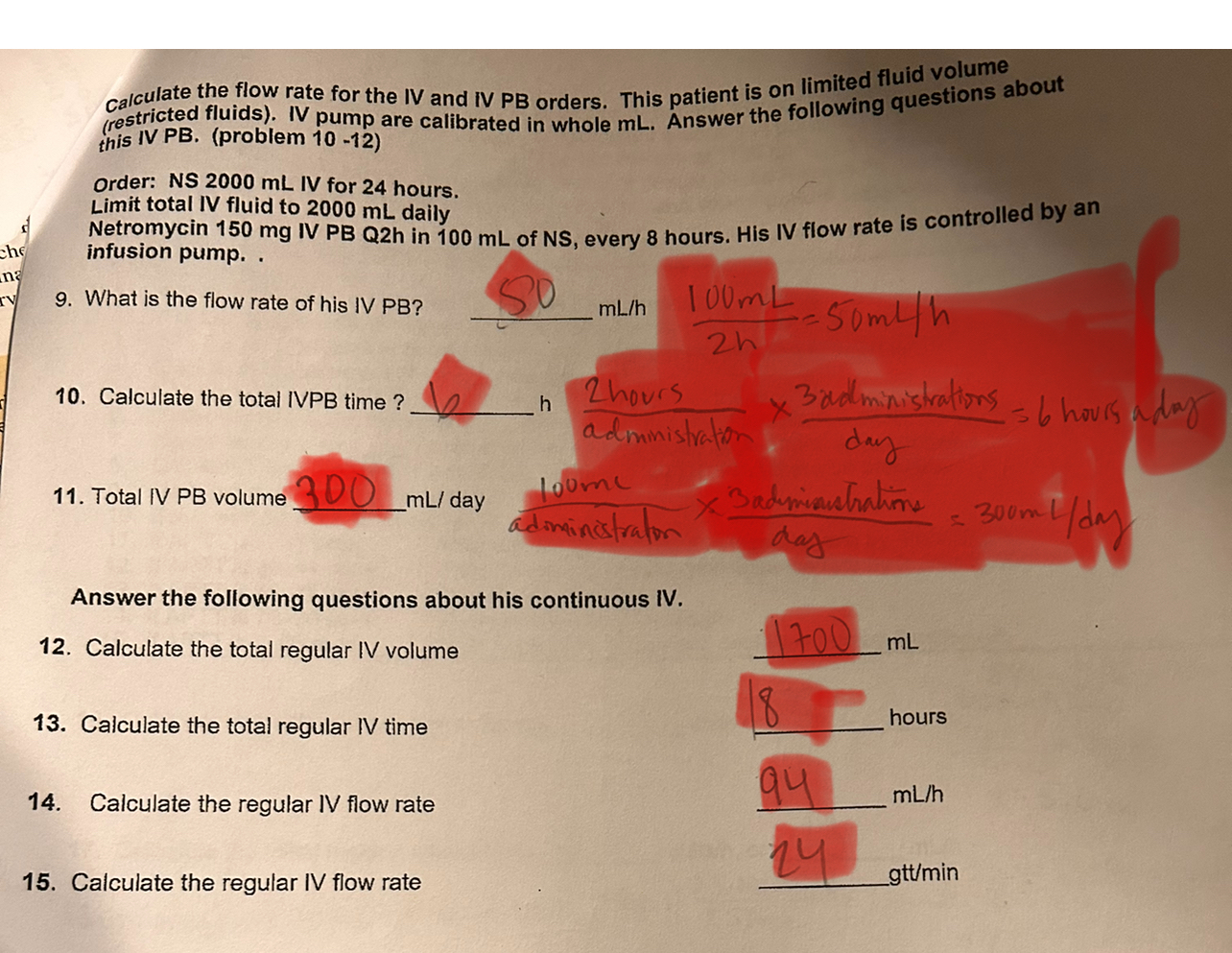 Solved Calculate the flow rate for the IV and IV PB orders. | Chegg.com