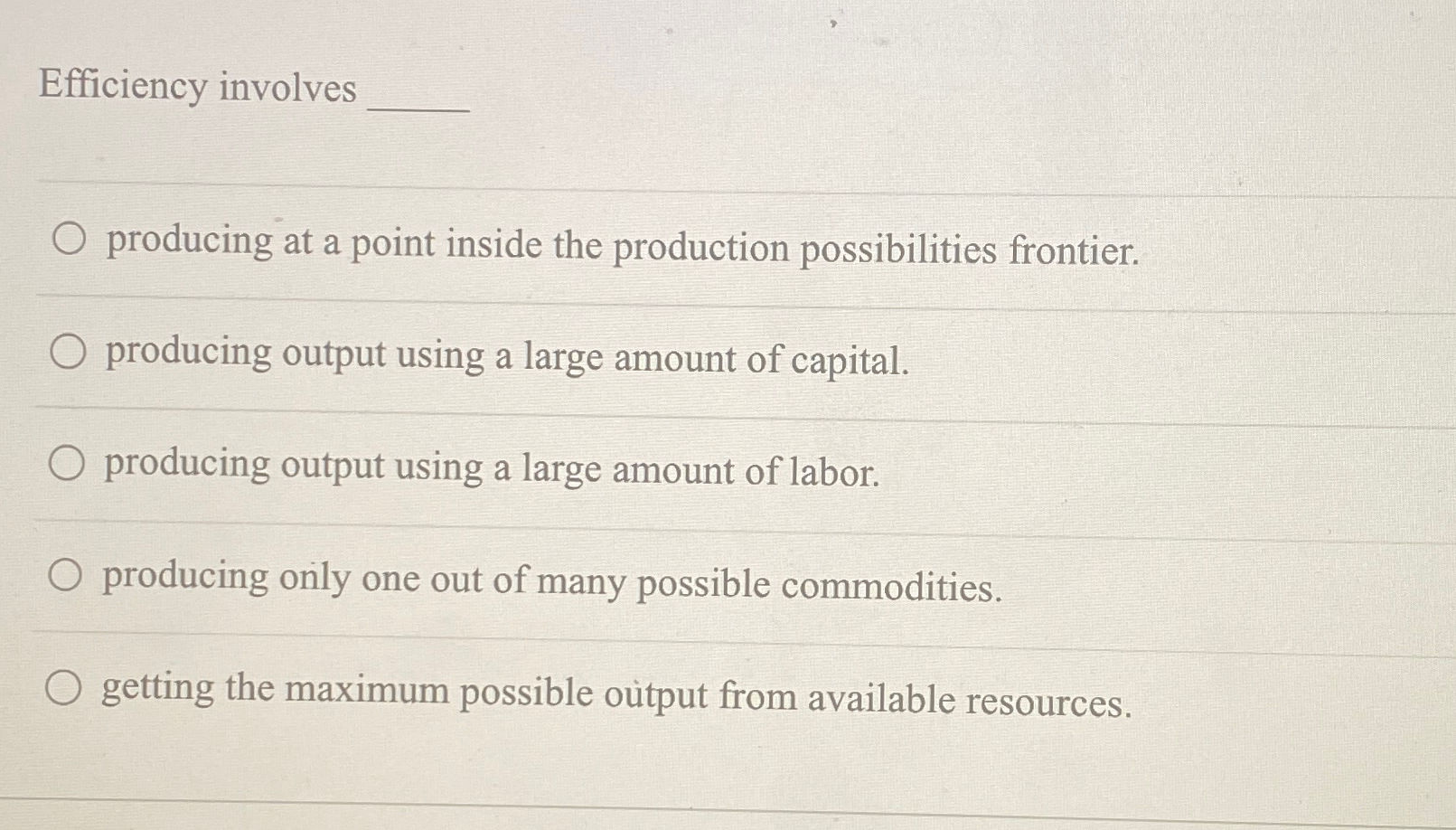 Solved Efficiency involves q,producing at a point inside the | Chegg.com
