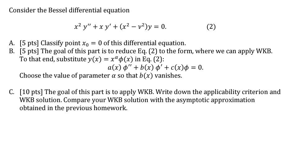 Solved Consider the Bessel differential equation | Chegg.com