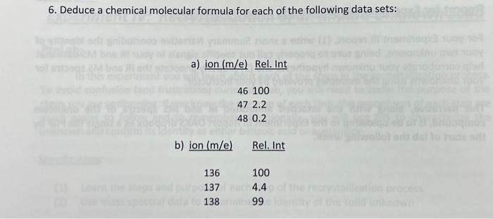 Solved 6. Deduce a chemical molecular formula for each of | Chegg.com