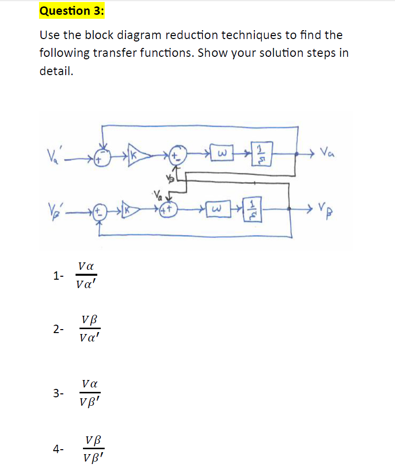 Solved Question 3:Use the block diagram reduction techniques | Chegg.com