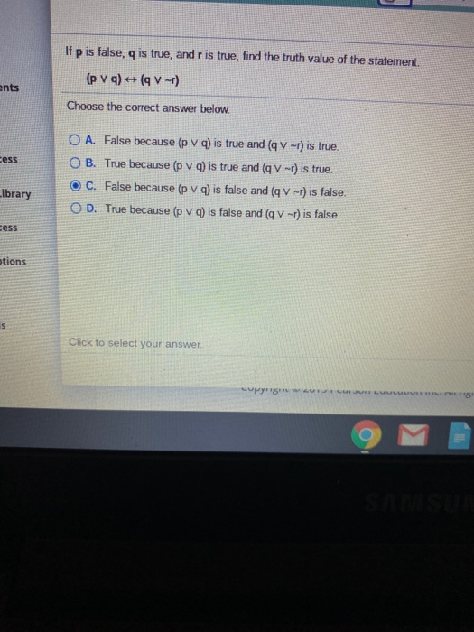 Solved If p is false, q is true, and r is true, find the | Chegg.com