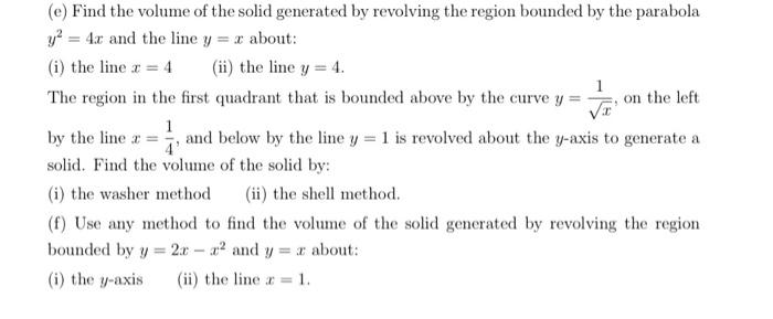 Solved for the first question use the shell method and | Chegg.com