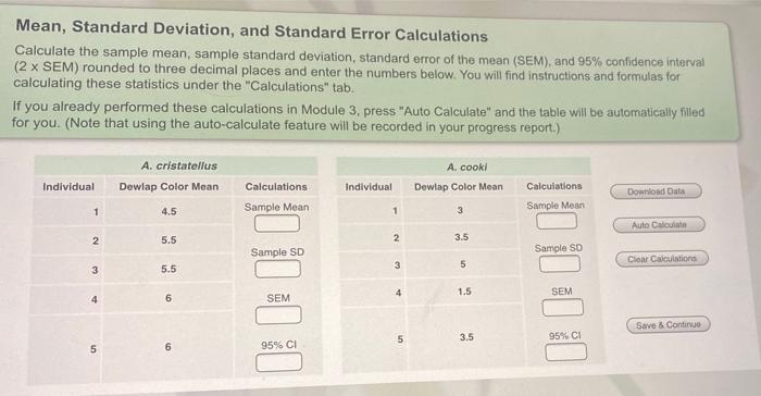 Solved Mean, Standard Deviation, and Standard Error | Chegg.com