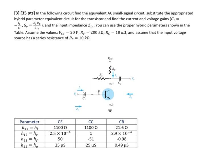 Solved [3] [35 pts] In the following circuit find the | Chegg.com