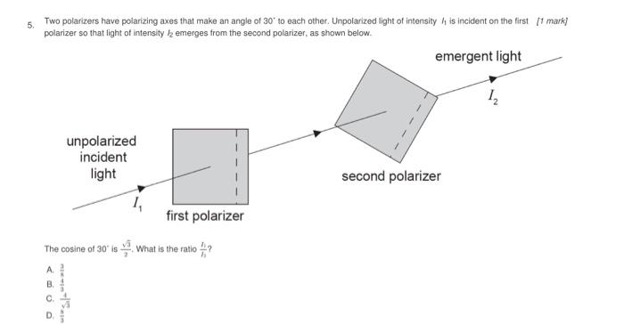 Solved 5 Two polarizers have polarizing axes that make an | Chegg.com