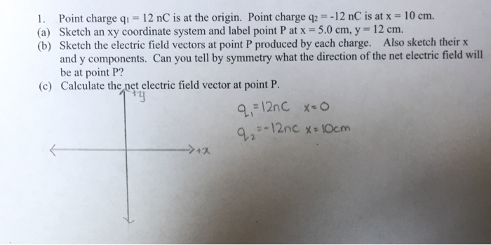 Solved 1. Point charge qı = 12 nC is at the origin. Point | Chegg.com
