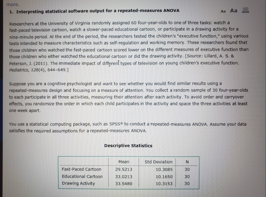 Solved more. 1. Interpreting statistical software output for | Chegg.com
