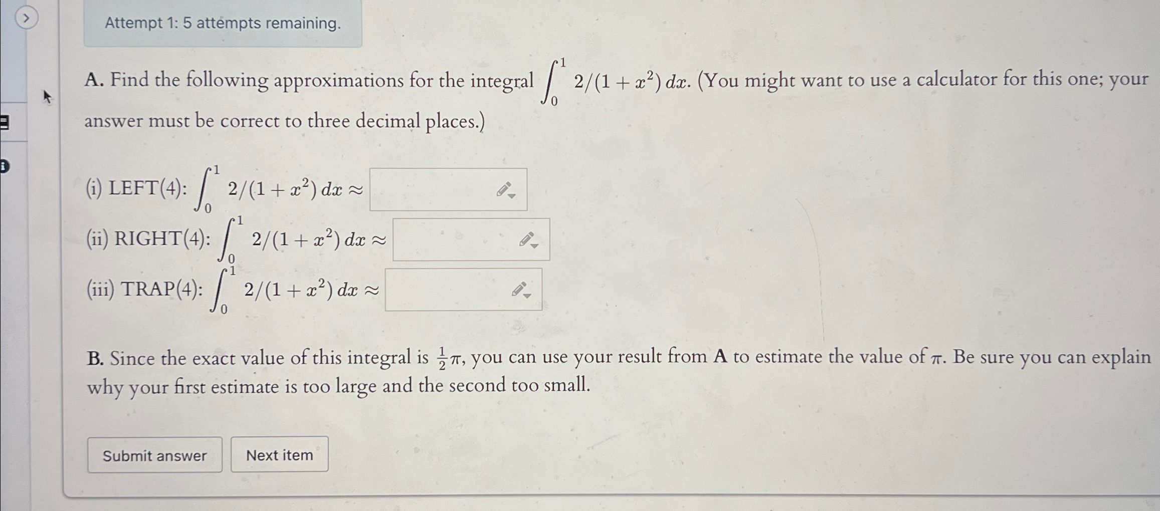 Solved Attempt 1: 5 ﻿attempts remaining.A. ﻿Find the | Chegg.com