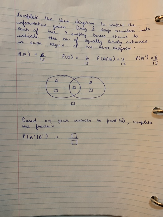 Solved Complete the Venn diagram to match the information | Chegg.com