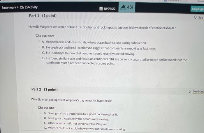 Solved How did Wegener use a map of fossil distribution and | Chegg.com