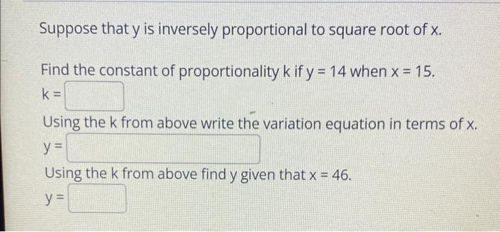 Solved Suppose that y is inversely proportional to square | Chegg.com