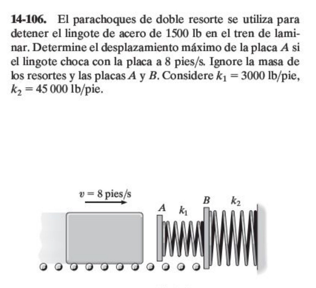 Solved 14-106. ﻿El parachoques de doble resorte se utiliza | Chegg.com