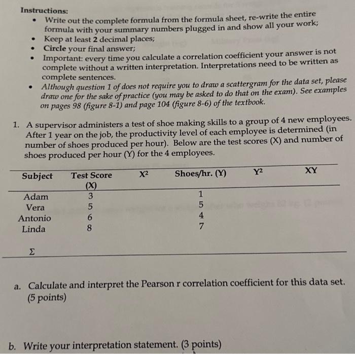 Solved Instructions: - Write out the complete formula from | Chegg.com