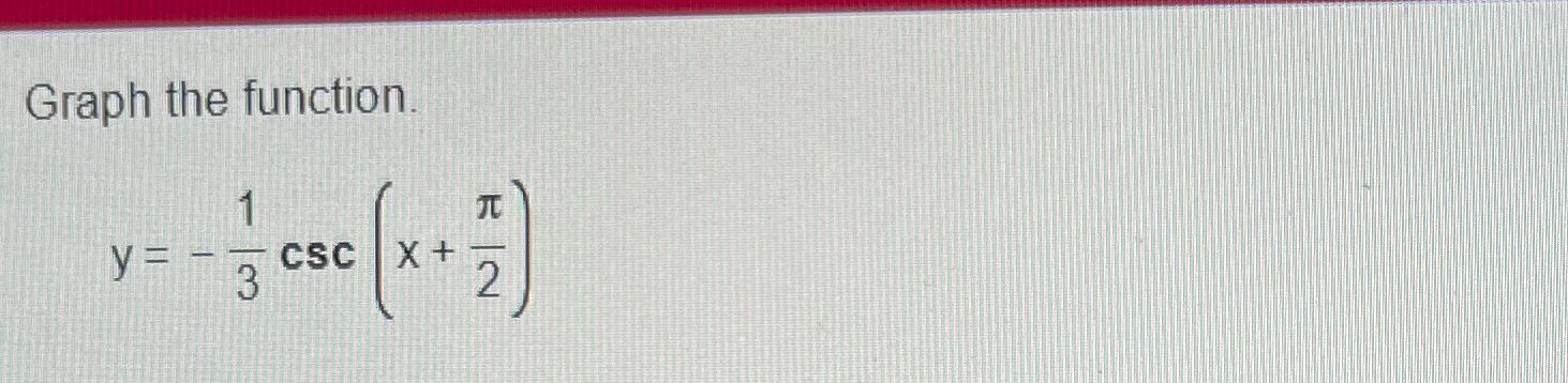Solved Graph the function.y=-13csc(x+π2) | Chegg.com