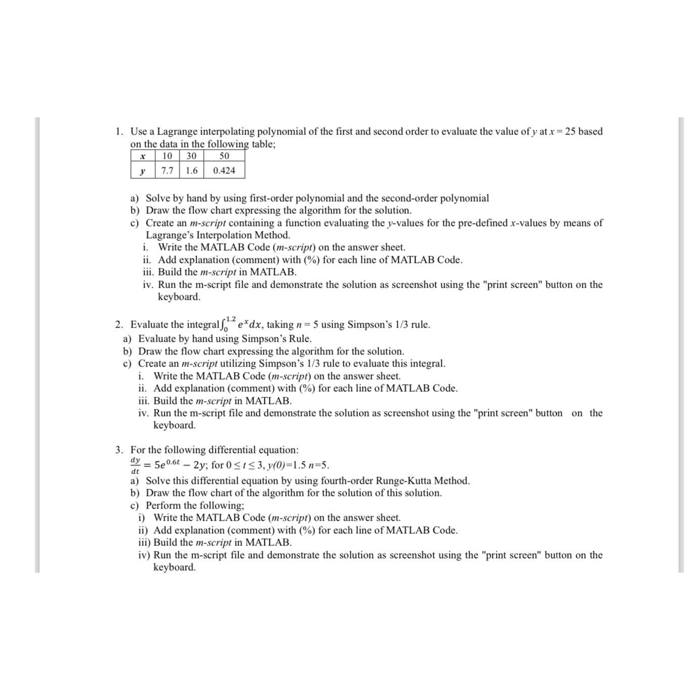 Solved Use a Lagrange interpolating polynomial of the first | Chegg.com