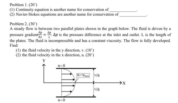 Solved Problem 1. (20') (1) Continuity equation is another | Chegg.com