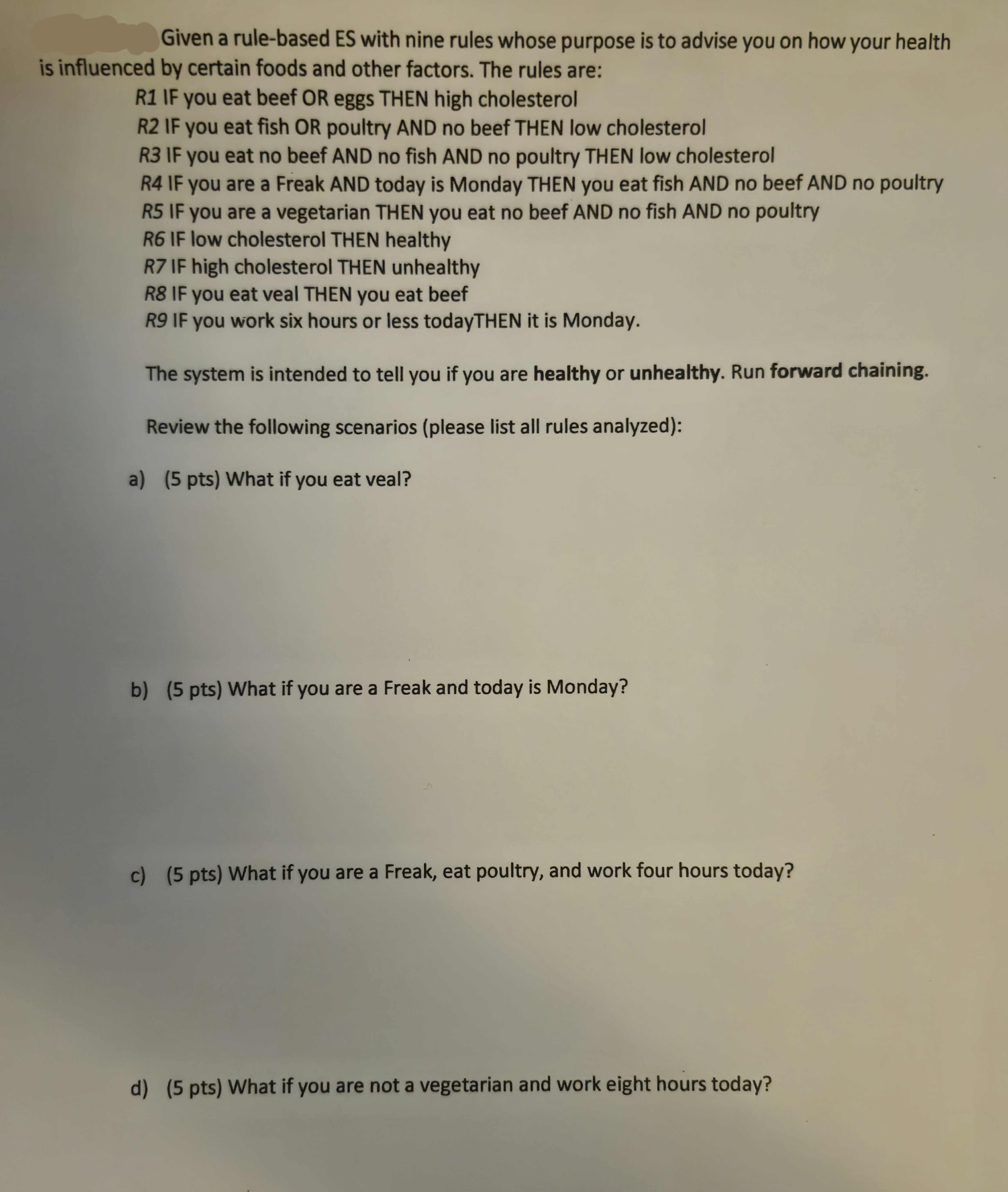 Solved Given a rule-based ES with nine rules whose purpose | Chegg.com