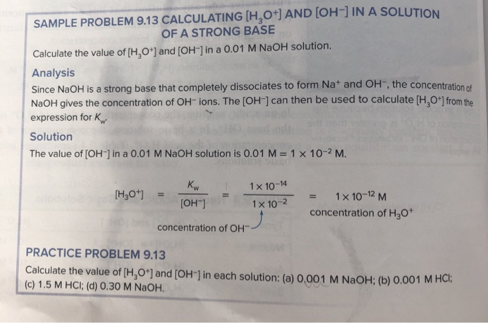 Solved SAMPLE PROBLEM 9.13 CALCULATING [H,O+] AND [OH-] IN A | Chegg.com