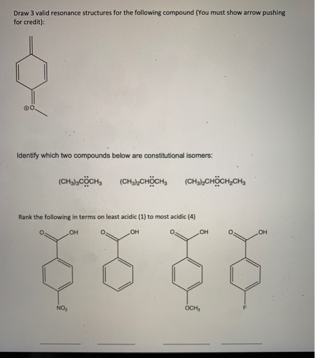 Solved Draw 3 valid resonance structures for the following | Chegg.com
