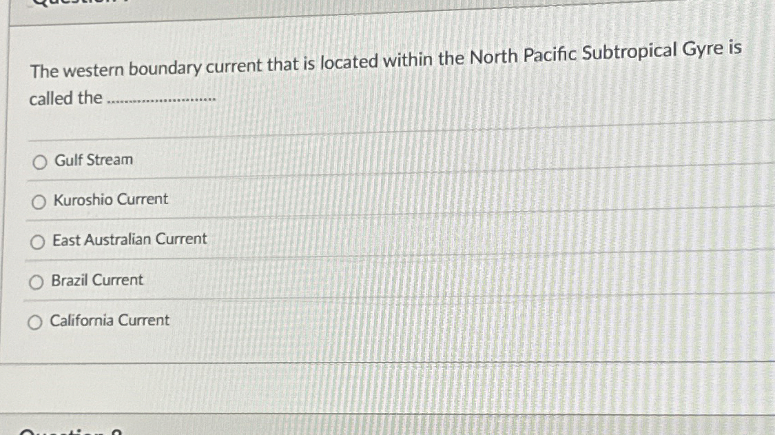 Solved The western boundary current that is located within | Chegg.com