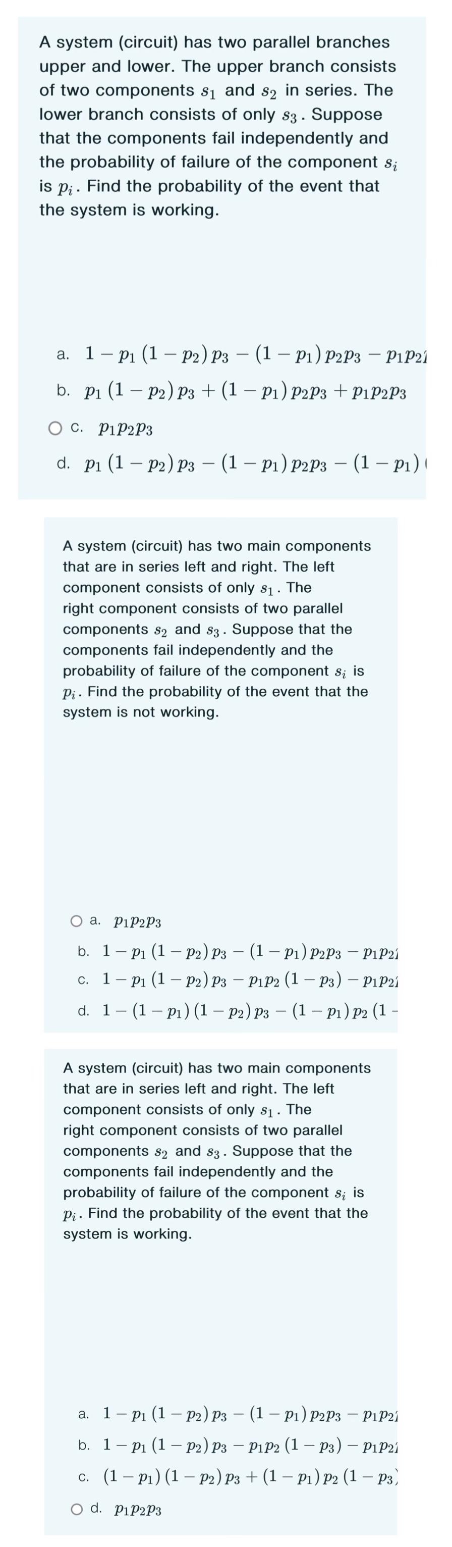 A system (circuit) ﻿has two parallel branches upper | Chegg.com