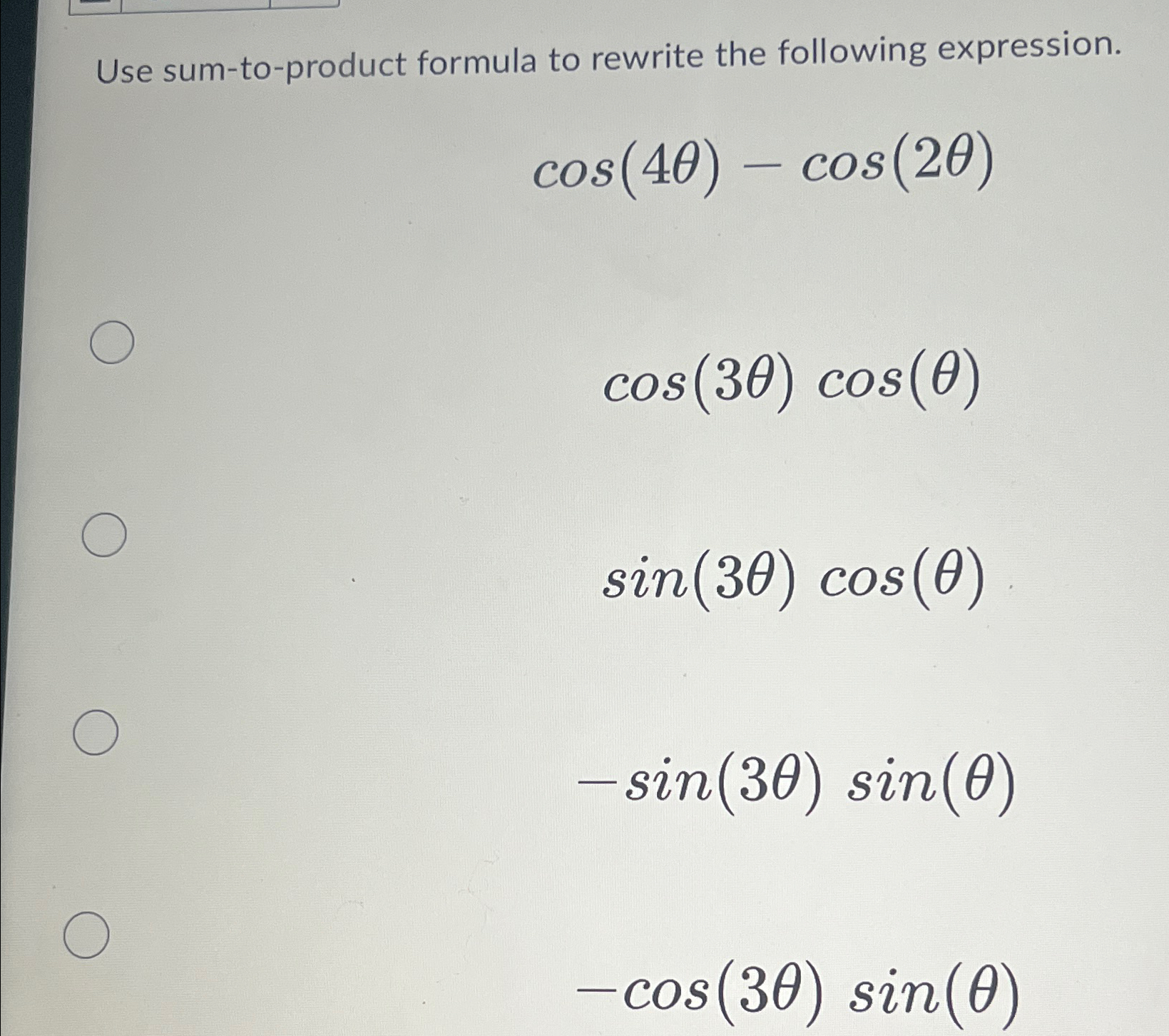 Solved Use sum-to-product formula to rewrite the following | Chegg.com