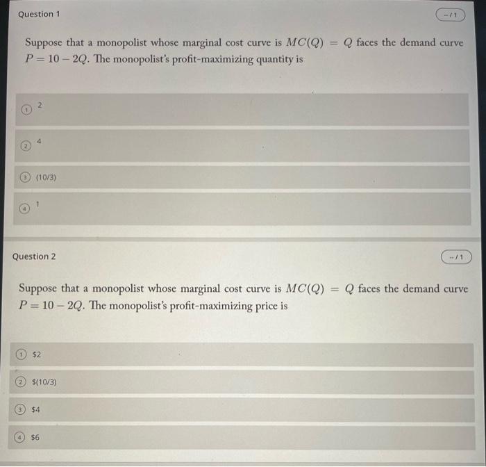Solved Suppose that a monopolist whose marginal cost curve | Chegg.com
