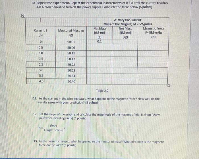 Solved 10. Repeat the experiment. Repeat the experiment in | Chegg.com