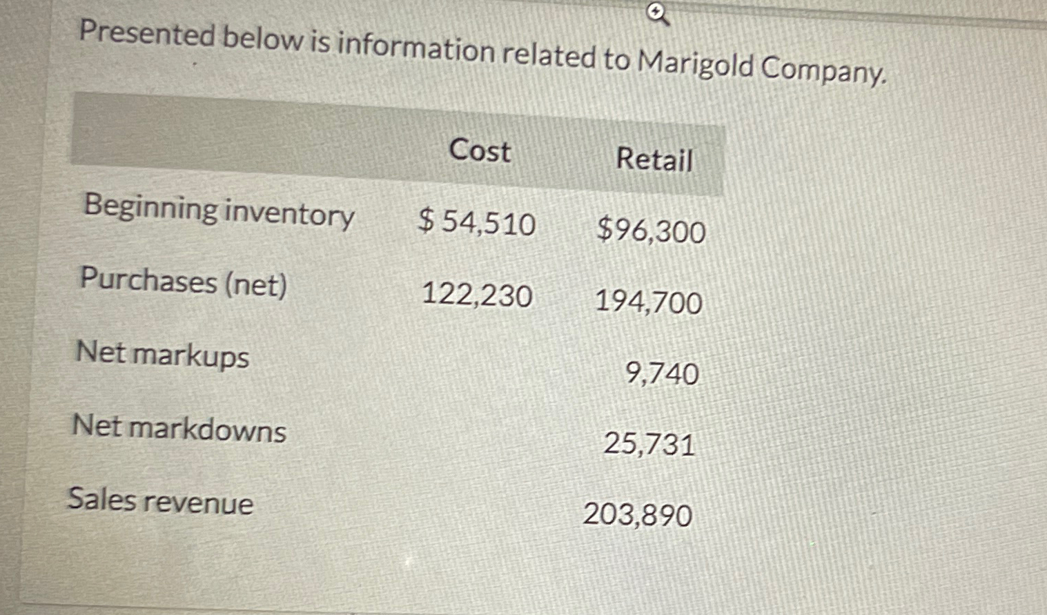 Presented below is information related to Marigold | Chegg.com