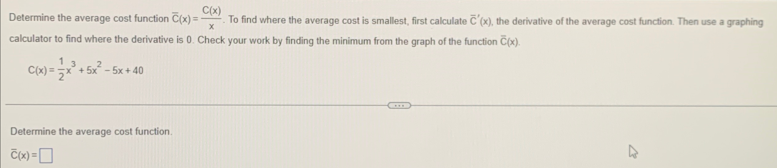 Determine the average cost function | Chegg.com