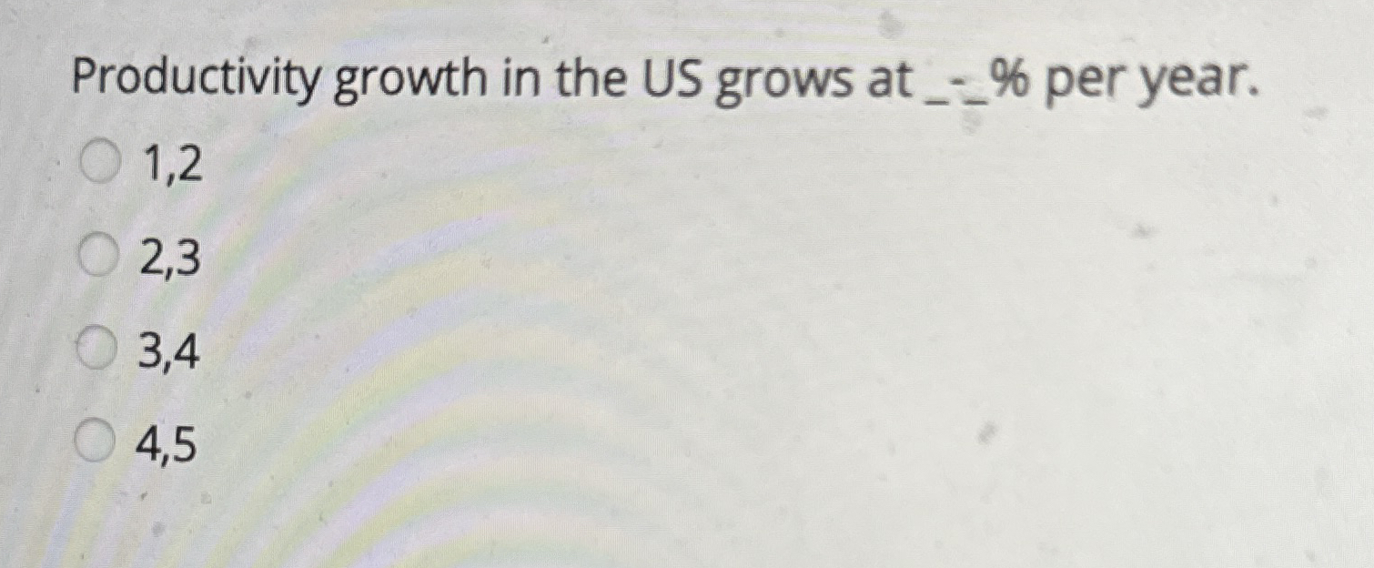 Solved Productivity growth in the US grows at % ﻿per | Chegg.com