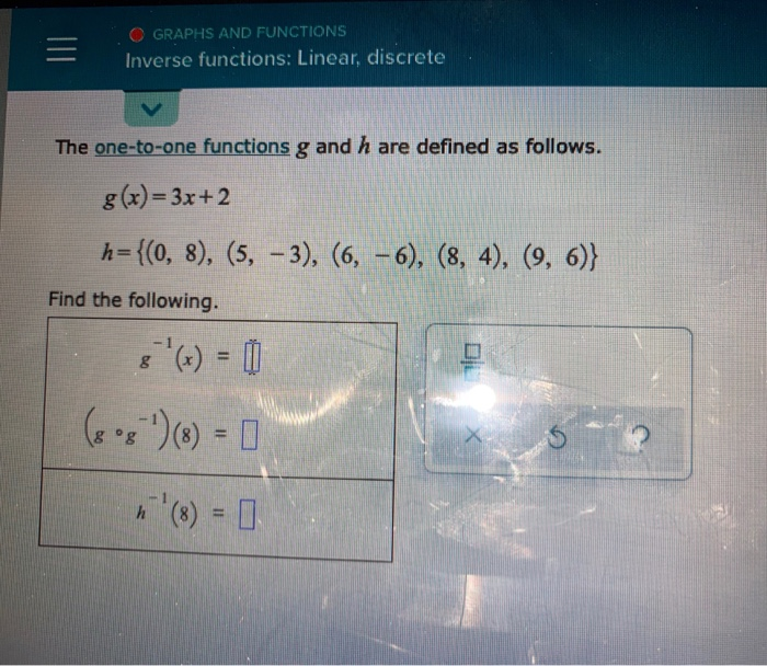 Solved Ographs And Functions Inverse Functions Linear 