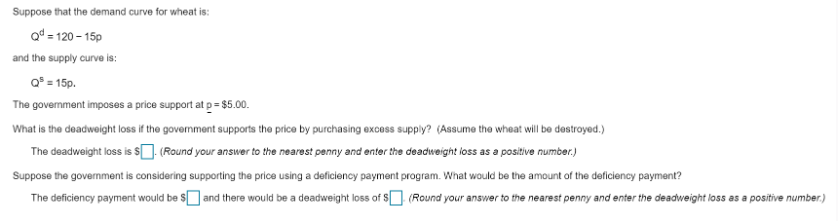 Solved Suppose that the demand curve for wheat | Chegg.com