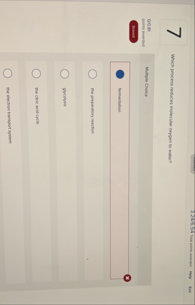 Solved 3.24/6.54 ﻿Total points awardedHelpExitWhich process | Chegg.com