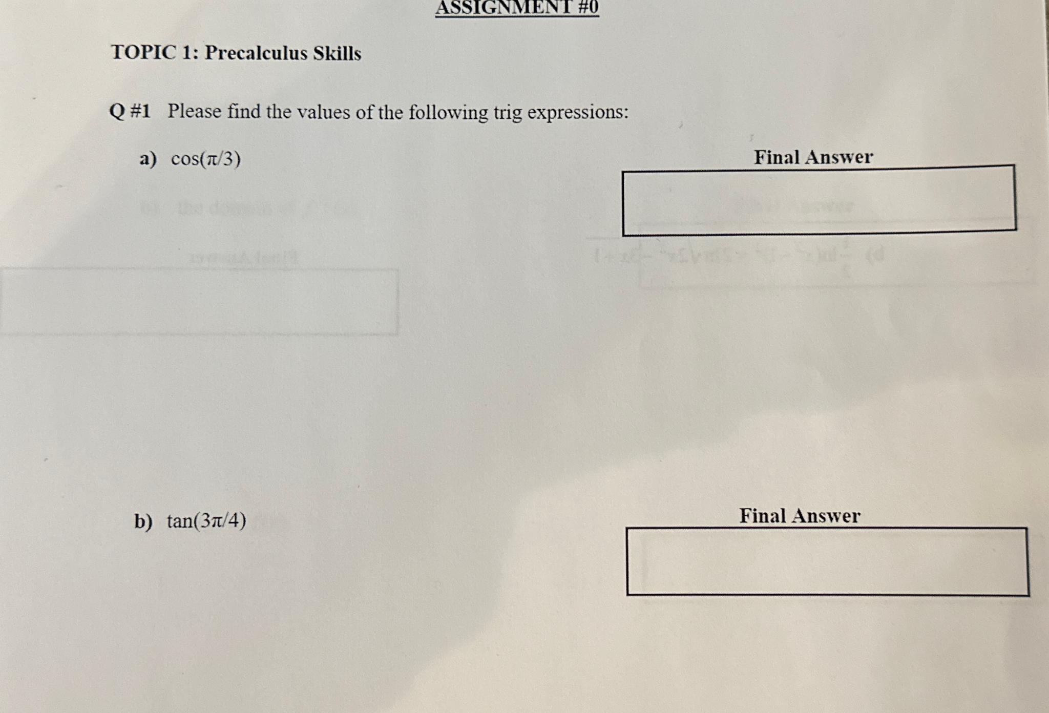 Solved TOPIC 1: Precalculus SkillsQ #1 ﻿Please find the | Chegg.com