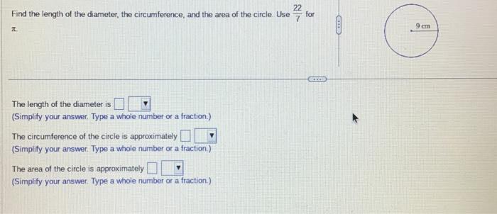 Solved Find the length of the diameter, the circumference, | Chegg.com