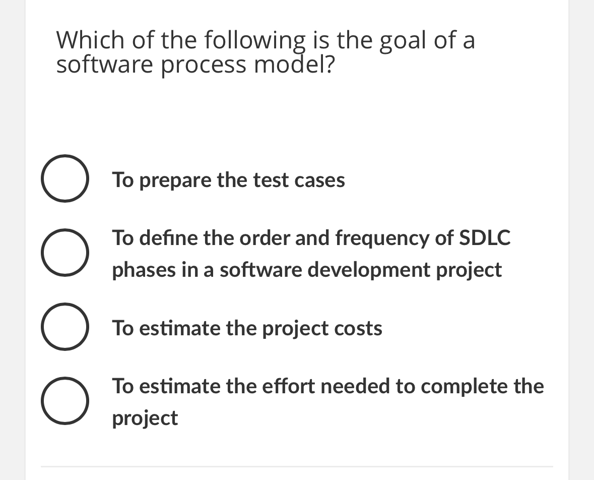 Solved Which of the following is the goal of a software | Chegg.com