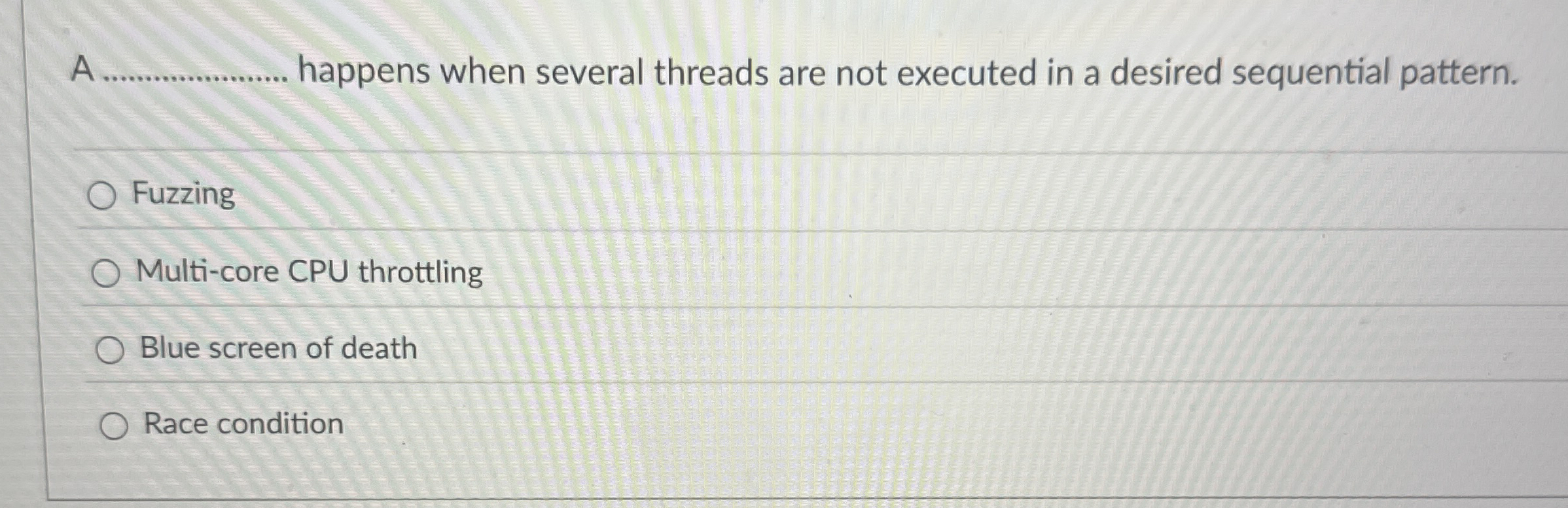 Solved A q, ﻿happens when several threads are not executed | Chegg.com