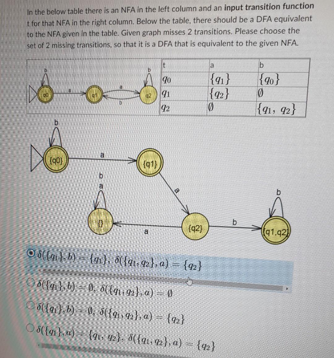 Solved In the below table there is an NFA in the left column | Chegg.com