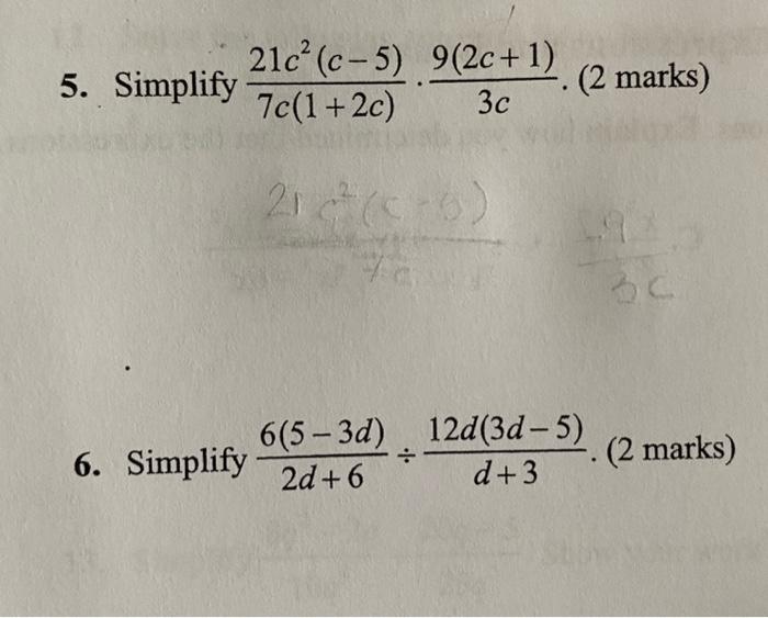Solved 5h(1−h2)20h2⋅(2 marks )Simplify | Chegg.com