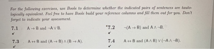 Solved For the following exercises, use Boole to determine | Chegg.com