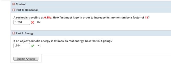 Solved A rocket is traveling at 0.18c. How fast must it go | Chegg.com