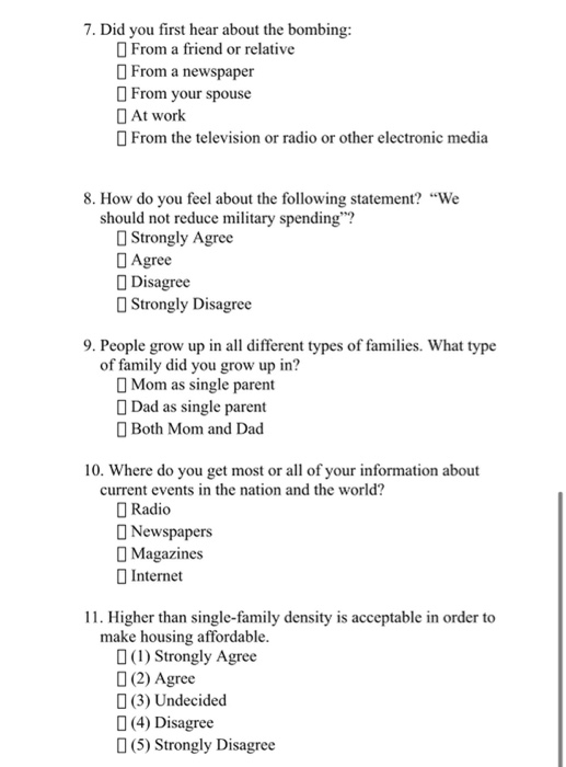 Solved The following are additional examples of bad survey | Chegg.com