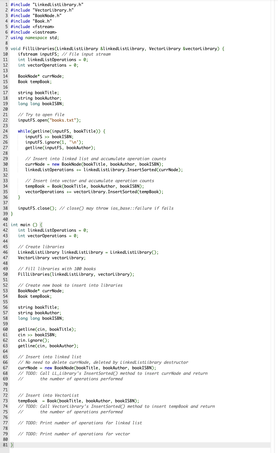 In C++ ﻿Please Thank you: Library Book Sorting: Two | Chegg.com