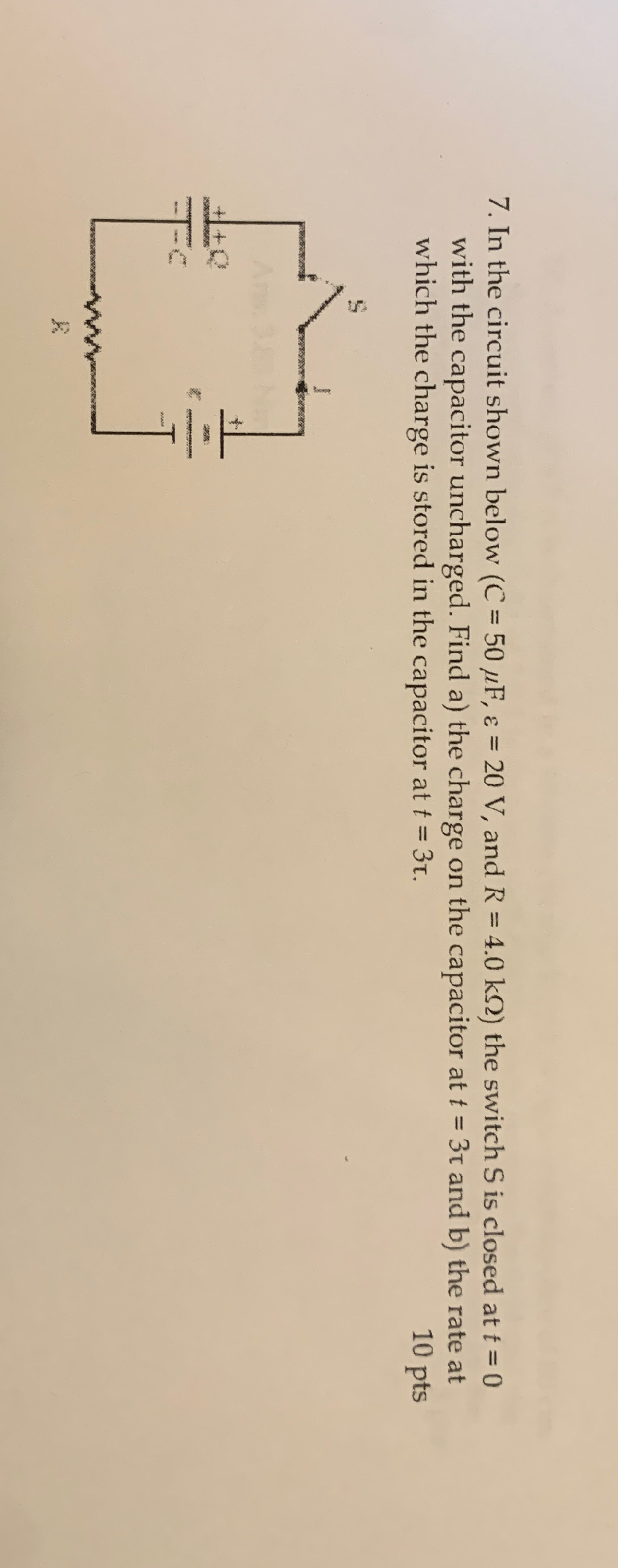 Solved In the circuit shown below , ﻿and R=4.0kΩ ﻿the switch | Chegg.com