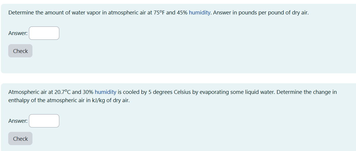 Solved Determine the amount of ﻿water vapor in ﻿atmospheric | Chegg.com