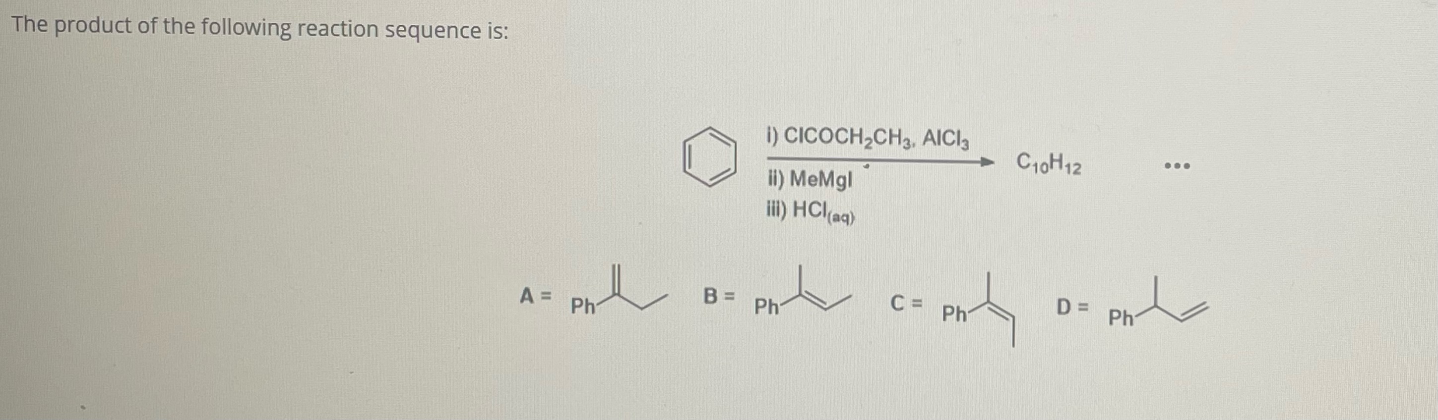 Solved The product of the following reaction sequence | Chegg.com